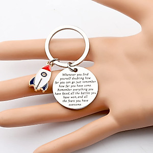 TIIMG Rocket Inspirational Quote Keychain Astronomy Gift Rocket Space Ship Jewelry Sci-Fi Gift (Rocket whenever)