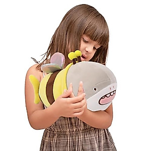 ARELUX 14in Bee Plush Pillow Stuffed Animal,Fuzzy Yellow Honeybee Shark Plushie Doll Pillow,Stuffed Shark Pillow,Soft Anime Bee Pillow Toy Friends Family Member