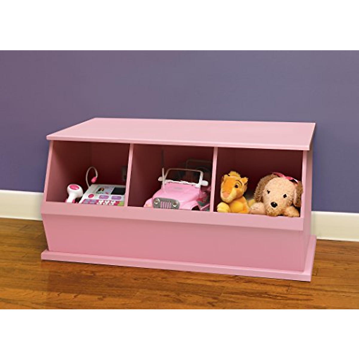 Badger Basket Three Bin Stackable Toy Storage Cubby Organizer - Pink
