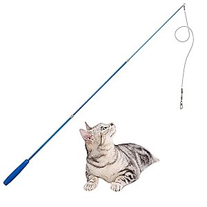 Retractable Cat Wand, Interactive Catcher Teaser Cat Toy 3-Section Teaser Cat Wand Fishing Pole Toy Exerciser for Cat and Kitten (Not Include Replacement)