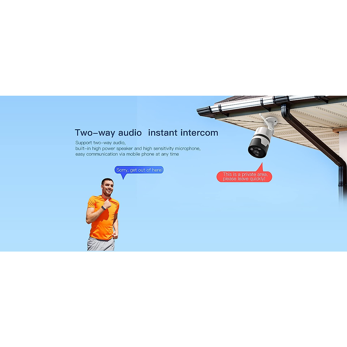 YZY TECH 1080P WiFi Camera, Outdoor IP66 Waterproof, Motion Human Absence Smoke Alarm Detection, Night Vision,180˚ Panorama Bullet Camera, Lens 2.3mm (C63S)