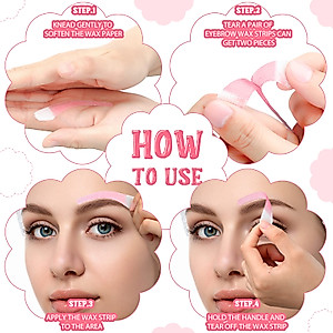 Eyebrows Wax Strips Face Eyebrow Shaper Wax Strips Cold Waxing Strip for Eyebrow Ready to Use Facial Hair Removal Strips for Women Home and Traveling, Double Side (12 Pairs)