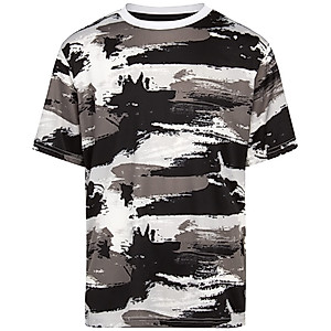 RBX Boys’ Athletic T-Shirt – 3 Pack Active Performance Dry-Fit Sports Tee (8-20), Size 10-12, Castle Rock/Black/White