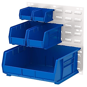 Akro-Mils 30618 Louvered Steel Wall Mount Panel Garage Organizer for Hanging AkroBin Storage Bins, 18-Inch W x 19-Inch H, White, 4 Pack