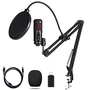 OTHA USB Microphone Kit,Studio Condenser Microphone Computer Podcast Mic for PC, PS4, Mac with Adjustable Scissor Arm Stand,Mute Button& Monitor Headphone Jack