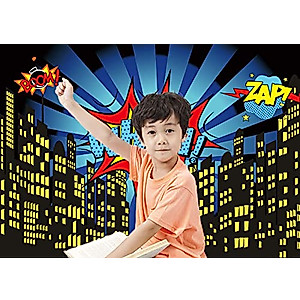 Superhero City Theme Photo Booth Birthday Party Decoration Supplies Background Studio Prop (7x5FT)