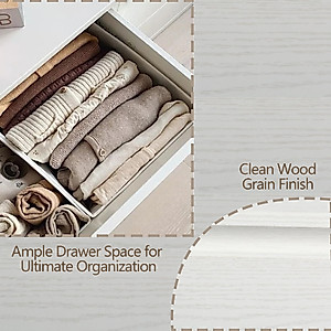 CATMIX Dresser for Bedroom, White Drawer Double Dresser, Wood Modern Drawer Chest of Drawers with Deep Drawers, Wide Storage Organizer Cabinet for Bedroom, Living Room, 6 Drawer Dresser