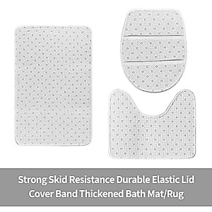 Modern Minimalist Brown Striped Bathroom Floor Mat, Premium Bathroom Decor, Bathroom Carpet Set 3 Piece U-Shaped Toilet Carpet with Toilet Lid