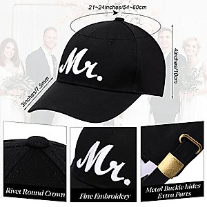 8 Pcs Mr and Mrs Tumbler Set and Baseball Caps Travel Tumbler Women Men Couples Coffee Cups Newlyweds Bride and Groom Caps Mr and Mrs Gifts for Couples,Wedding,Anniversary,Bridesmaids and Groomsmen