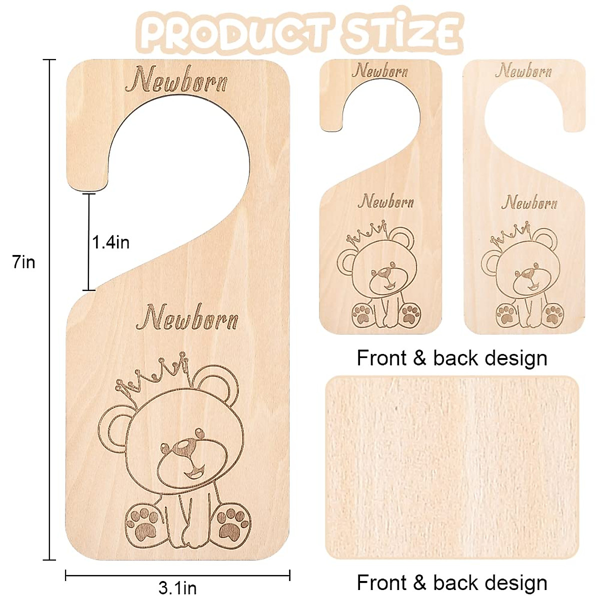 Gigicloud 7pcs Baby Closet Dividers for Clothes Organizer, Wooden Baby Closet Size Divider Organizer Set Clothing Dividers 0-24 Months Baby Clothes Size Hanger Organizer for Newborn Baby Clothes