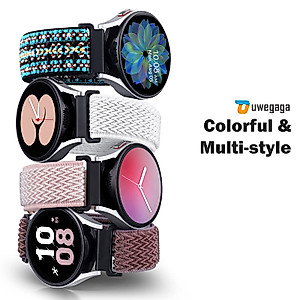 Ouwegaga Elastic Bands Compatible with Samsung Galaxy Watch 7 6 5 4 Band 40mm 44mm,Galaxy Watch 5 Pro 45mm/Watch 6 4 Classic 47mm 43mm 42mm 46mm /Watch FE/Active 2, 20mm Stretchy Nylon Strap Women Men
