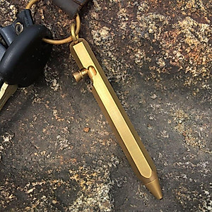 EKLOEN Mini Size Solid Brass Pen, Portable Delicate Signature Pen Six-Edge Ballpoint Pen