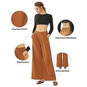 noflik Women's Business Casual High Waisted Wide Leg Palazzo Work Pants with Pockets (Black Stripe, M)