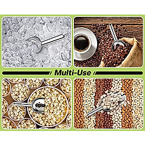 TeamFar 5 oz Ice Scoop with Holes, Stainless Steel Food Scoop Shovel with Drain Holes for Kitchen Bar Party Wedding, Healthy & Heavy Duty, Sturdy Handle & Mirror Finish, Dishwasher Safe