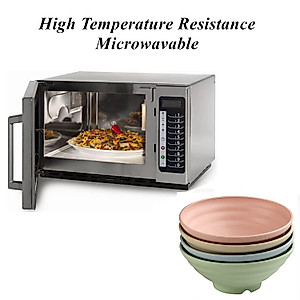 CAMBUY Wheat Straw Bowls Set 4 Pcs Unbreakable 32 Oz Cereal Bowls Dinner Bowl Sets Dishwasher & Microwave Safe