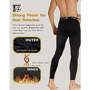 5 Pack Men's Thermal Compression Pants Fleece Lined Sports Tights Athletic Leggings Cold Weather Baselayer Winter Gear L