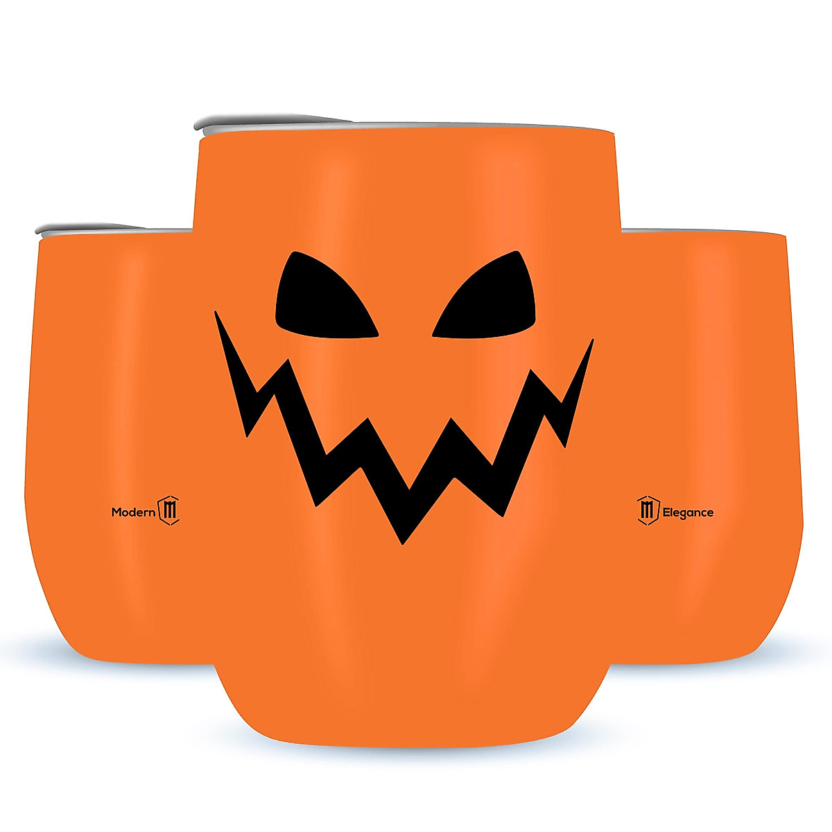 Modern Elegance Wine Tumbler with Lid Halloween Wine Glass – Cute Pumpkin Insulated Cup with Straw and Cleaning Brush – 12Oz Stainless Steel Tumblers Halloween Mug (Pumpkin - Orange)