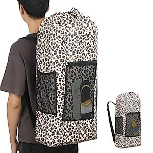 VOOWO College Laundry Bag, Large Laundry Backpack, College Dorm Room Essentials For Guys Girls, Dorm Laundry Bag Backpack With Shoulder Straps, Dirty Clothes Travel Laundry Bag (White Print)