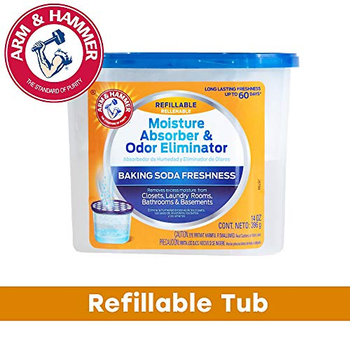 Arm & Hammer Fragrance Free Refillable Moisture Absorber and Odor Eliminator 14 oz.(Pack of 3)