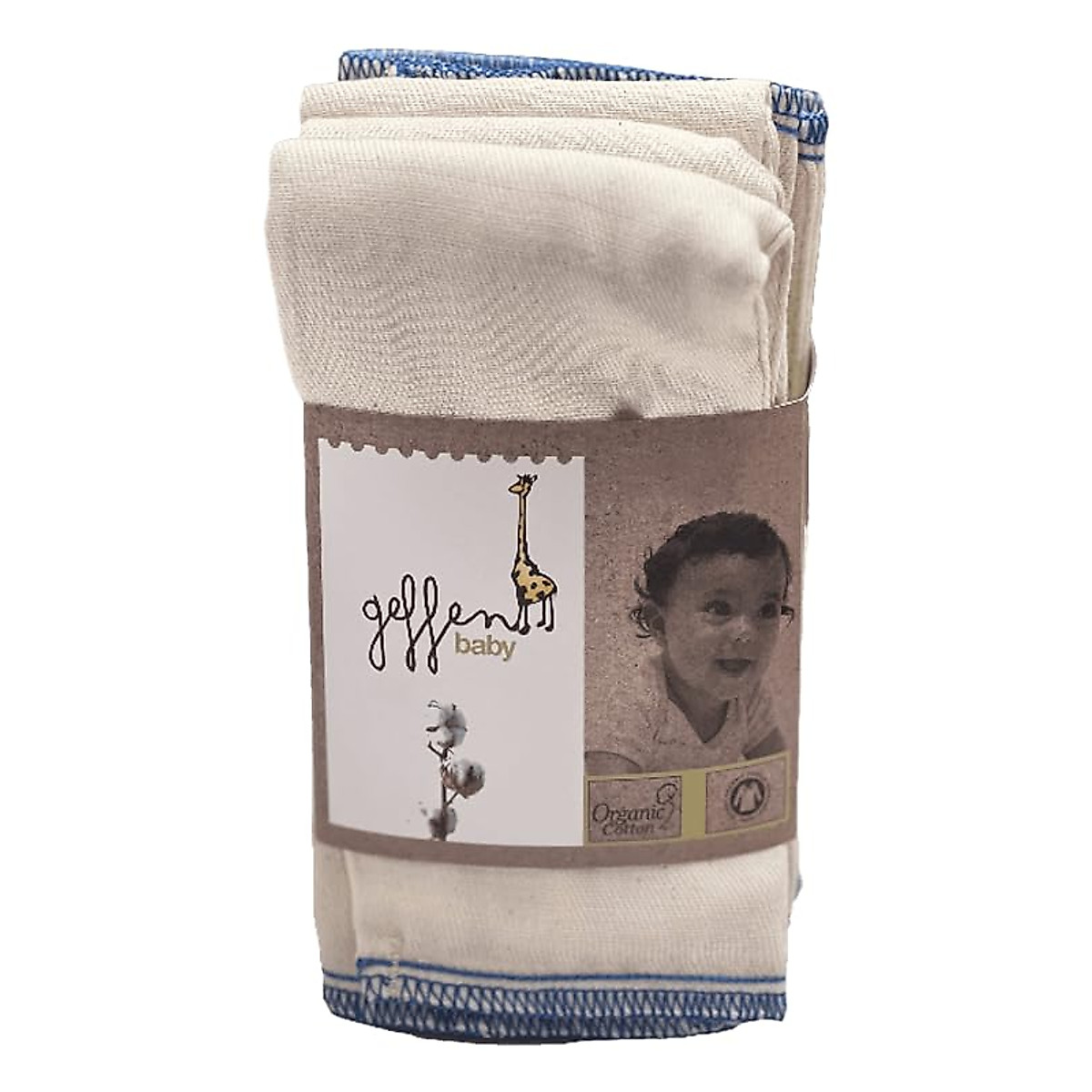 Geffen Baby Burp Cloths, Prefold Cloth Diapers, Overnight Diaper Inserts for Infant, Burp Cloth Rags for Babies, Washable, Reusable Organic Cotton Liners, Booster Pads, 6 Pack, Riverside Blue