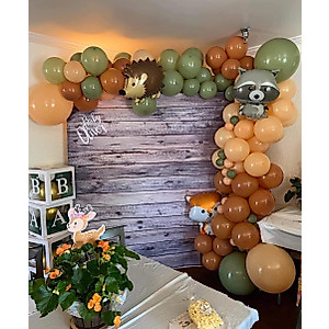 Woodland Animals Balloon Garland Arch Kit, 130pcs Woodland Themed Sage Green Brown Balloons Neutral Forest Animal Baby Shower Party Supplies Gender Reveal Oh Baby Jungle Decorations