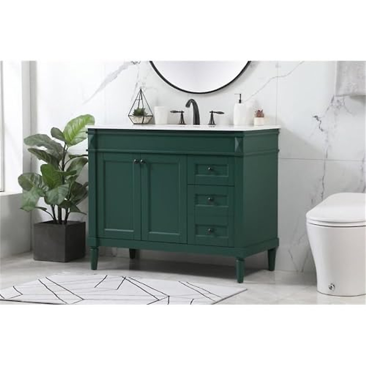 Elegant Decor Indoor Modern Under Sink Bathroom Fixtures Storage Organizer Cabinet 42 inch Single Bathroom Vanity - Green