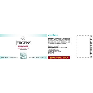 Jergens Mild Soap, Lightly Scented Gentle Cleansing Soap, For All Skin Types, 3.5 Ounce (Pack of 8)