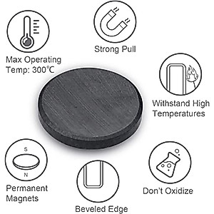 30 Pcs 10 x 2.6 mm Black Small Tiny Magnets | Refrigerator Magnets Round Brushed Nickel Style for Fridge,Office,Dry Erase Board,Whiteboard,Map,Magnetic Pins | Rare Earth Magnets