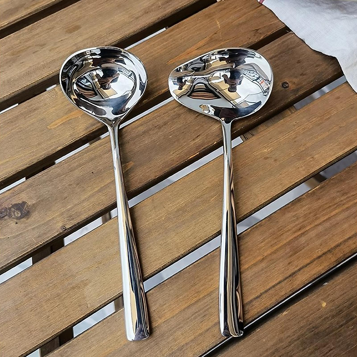 Generic Stainless Steel Small Sauce Ladle, With Pouring Spout Gravy ladle, for Salad dressing and dressings, 7.4Inches 2 Pieces Dishwasher Safe