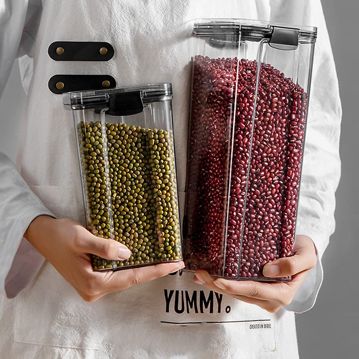 Airtight Food Storage Container, 6 Pc BPA Free With Lids Easy Lock For Kitchen Organization With Good package looking (Black)