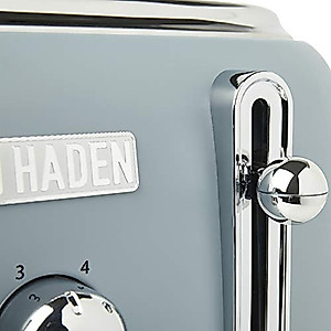 Haden 75026 Highclere Innovative 4 Slice Retro Vintage Countertop Wide Slot Toaster Kitchen Appliance with Self Centering Function, Pool Blue