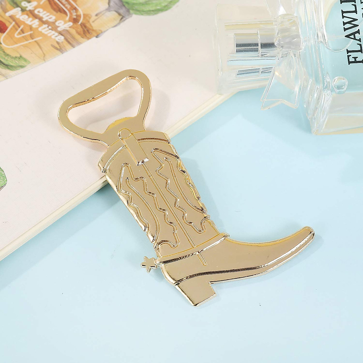 6 Pcs New Cowboy Boot Bottle Opener Favors for Wedding Party Bridal Shower Baby Shower or Birthday Party Decor,Boot Beer Bottle Opener Party Souvenirs and Decoration,Groomsman Gift (Gold, 6)