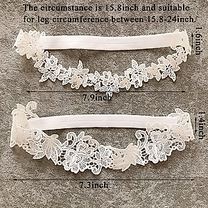 CICITOYWO Wedding Garters for Bride, 2 Pieces Lace Bridal Garter Set, Women's White Garter Belt Wedding Bridal Garter Prom Garter Bridal Accessories Lingerie Leg Garter Belts (White/Lace)