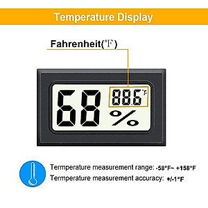 JEDEW 2-Pack Hygrometer Gauge Thermometer Indoor/Outdoor,Mini Digital Temperature Humidity Meter for Humidifiers Greenhouse Reptile Plant Humidors,LCD Monitor, Display in Fahrenheit (℉)