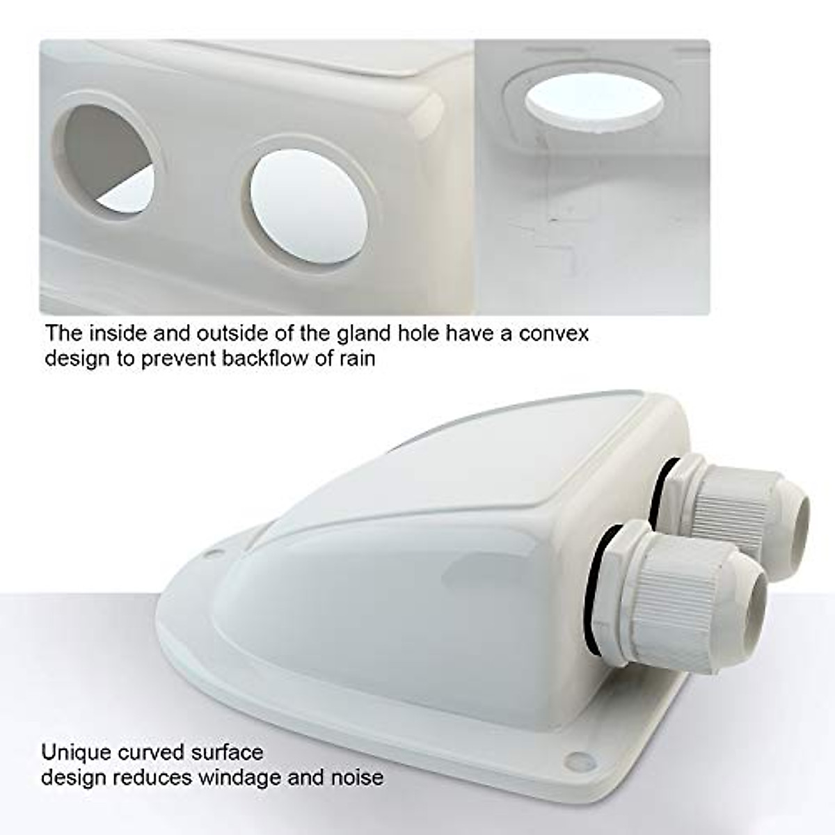 Haoguo ABS Solar Double Cable Entry Gland for All Cable Types 2mm² to 6mm² for Solar Panels on RV Camper Van Travel Trailer Boat Cabin-White