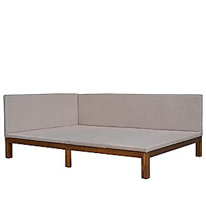 Ayvbir Sofa Bed Full Size Upholstered Daybed,Classic Mid-Century Simple Modern Design Daybed Frame with Linen Fabric Bed Sofa for Bedroom Living Room,Beige