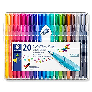 STAEDTLER 338 SB20 Triplus Broadliner bullet Pen, 0.8 mm - Assorted Colours (Pack of 20)