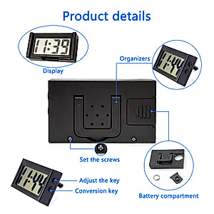 Sodcay 1 PC Mini Car Clock, Car Dashboard Digital Clock, with Clear LCD Screen Stand Case Function, Self-Adhesive Digital Clock, for Car Truck Dashboard (Black)