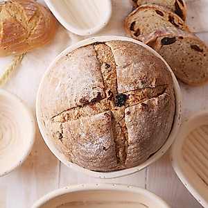 7 Inch Banetton Bread Proofing Basket Kit with Linen Liner Cloth and Large Bread Cotton Proofing Cloth,Bread Making Tools Round Shape Bread Bowls