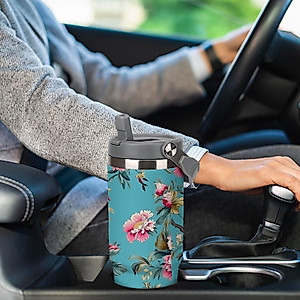 30 Oz Tumbler with Foldable Handle And Flip Straw,Light Blue And Dark Vacuum Insulated Travel Coffee Tumblers,Stainless Steel Leak-Proof Water Bottle,Fits in Cup Holder,Keep Cold 24H & Hot 12H