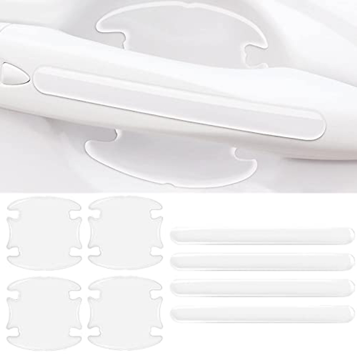AOOF Car Door Handle Scratch Protector 8PCS White Car Accessories Carbon Fiber Door Handle Protector Stickers Car