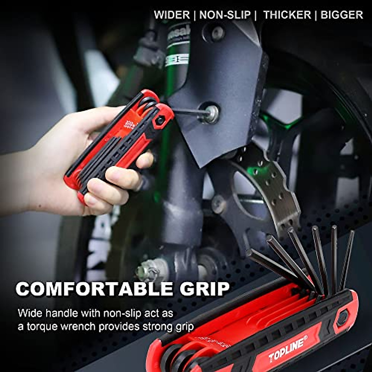 Topline 9-Piece Standard and Metric Hex Key Set, Black, Rubber and Steel