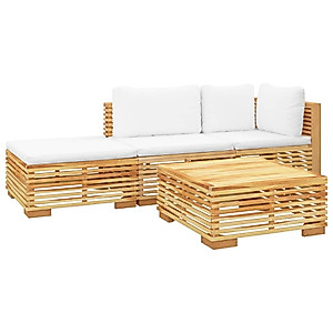 WEHUOSIF 4 Piece Patio Lounge Set with Cushions,Garden Lounge Set,Combination Sofa,Pool Sofa Set,Conversation Sofa,Party Furniture,for Homes,Offices,Living Room,Cafes,Solid Wood Teak