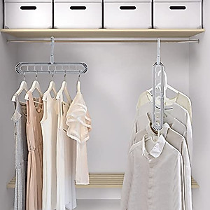 ZEDODIER Magic Hangers, Space Saving Hangers 5 Pack Sturdy Plastic 9-in-1 Hanger Closet Organizer(Grey)