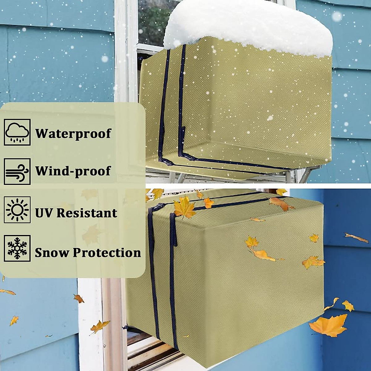 Capride Window Air Conditioner Cover for Outside Units Winter AC Unit Cover with Anti-Slip Adjustable Straps Waterproof 600D Ac Cover (25.5" W x 17" H x 21" D)