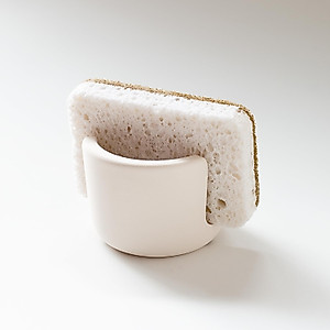 Selegna Diatomaceous Earth Sponge Holder - Drying Rack, Absorbent Stone Kitchen Sink Organizer, Beige (Small)