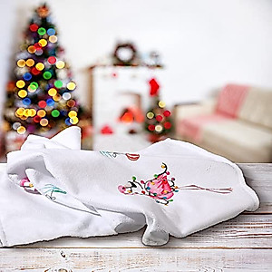 Set of 4 Christmas in July Flamingo Hand Towels Merry Christmas Flamingo Dish Towels, Gnome Flamingo Holiday Tea Hand Towels Housewarming Gifts for New Home Bathroom Decorations