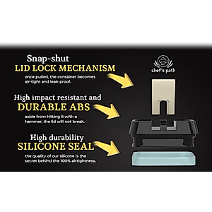 Chef's Path Airtight Food Containers with Easy Lock Lids - 7 PC BPA Free Plastic Containers for Kitchen Pantry Organization and Storage, Ideal for Cereal, Sugar & Dry Food - Accessories Included