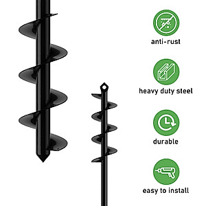 HOOPLE Garden Auger Drill Bit for Planting. Auger Drill Bit Plant Flower Bulb Auger Hole Drill Bulb Planter Auger for 3/8" Hex Drive Drill. (1.6"x16"+ 3.5"x16")