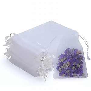 Kslong 100PCS Sheer Organza Bags Drawstring 4x6, Small Jewelry Mesh Bags Drawstring, Mesh Party Wedding Favor Bags for Small Business,Gift,Candy,Bracelet Packaging,Empty Sachet Bags (White)